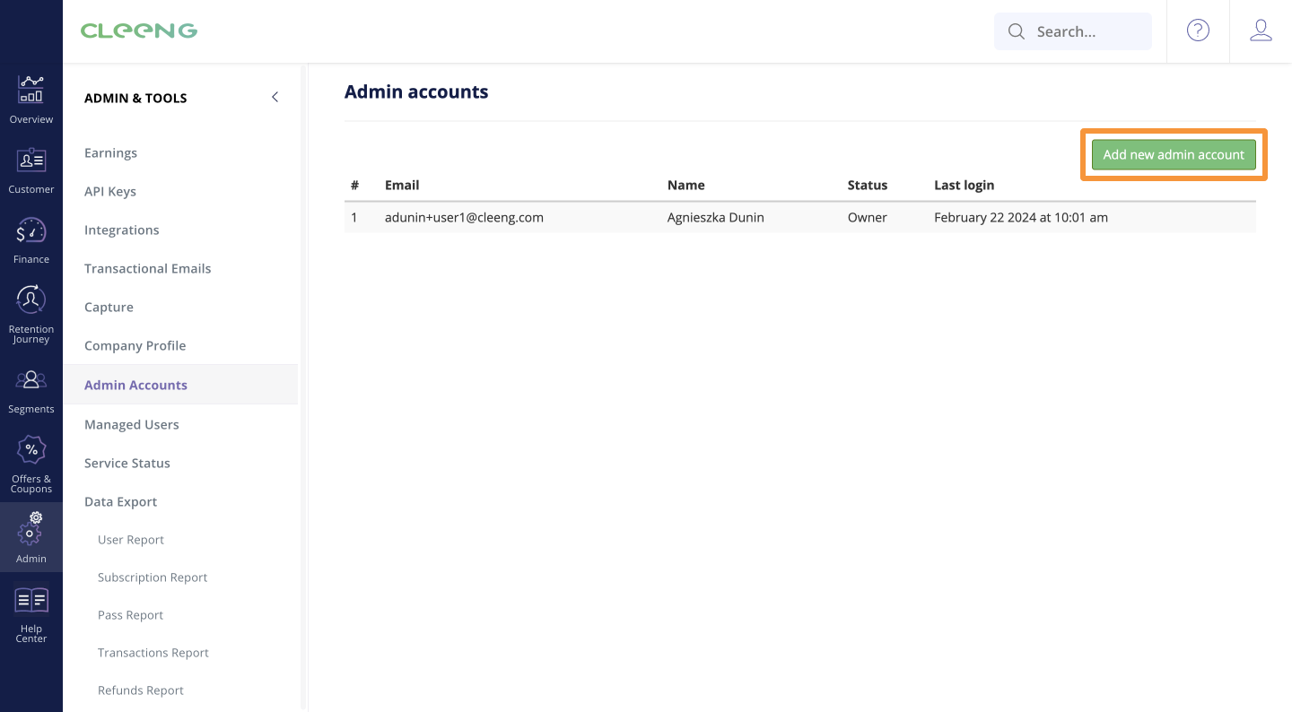 Managing admin accounts and permissions – Help Center
